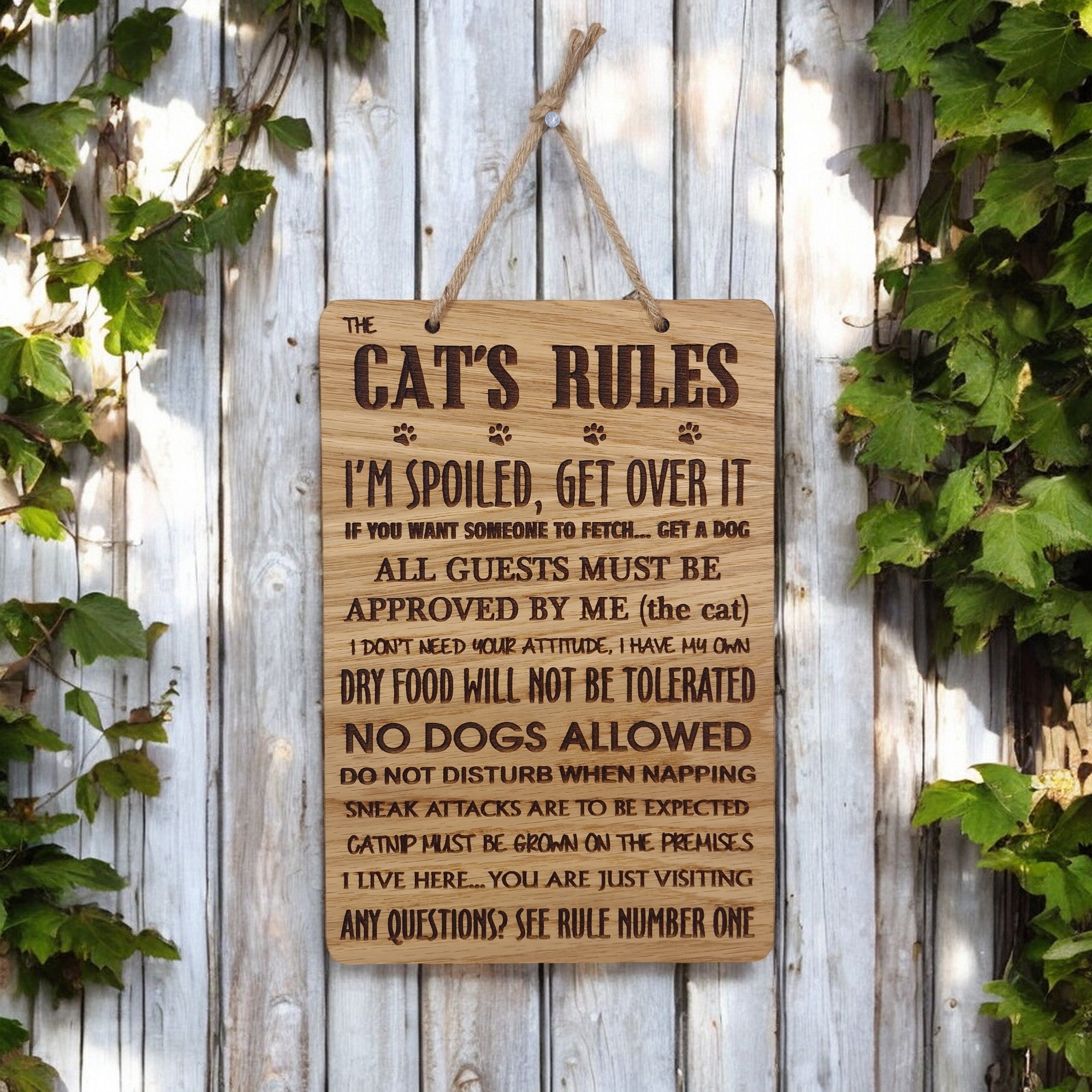 Cat Rules Wooden Hanging Sign – Charlie and Jane Craft Co